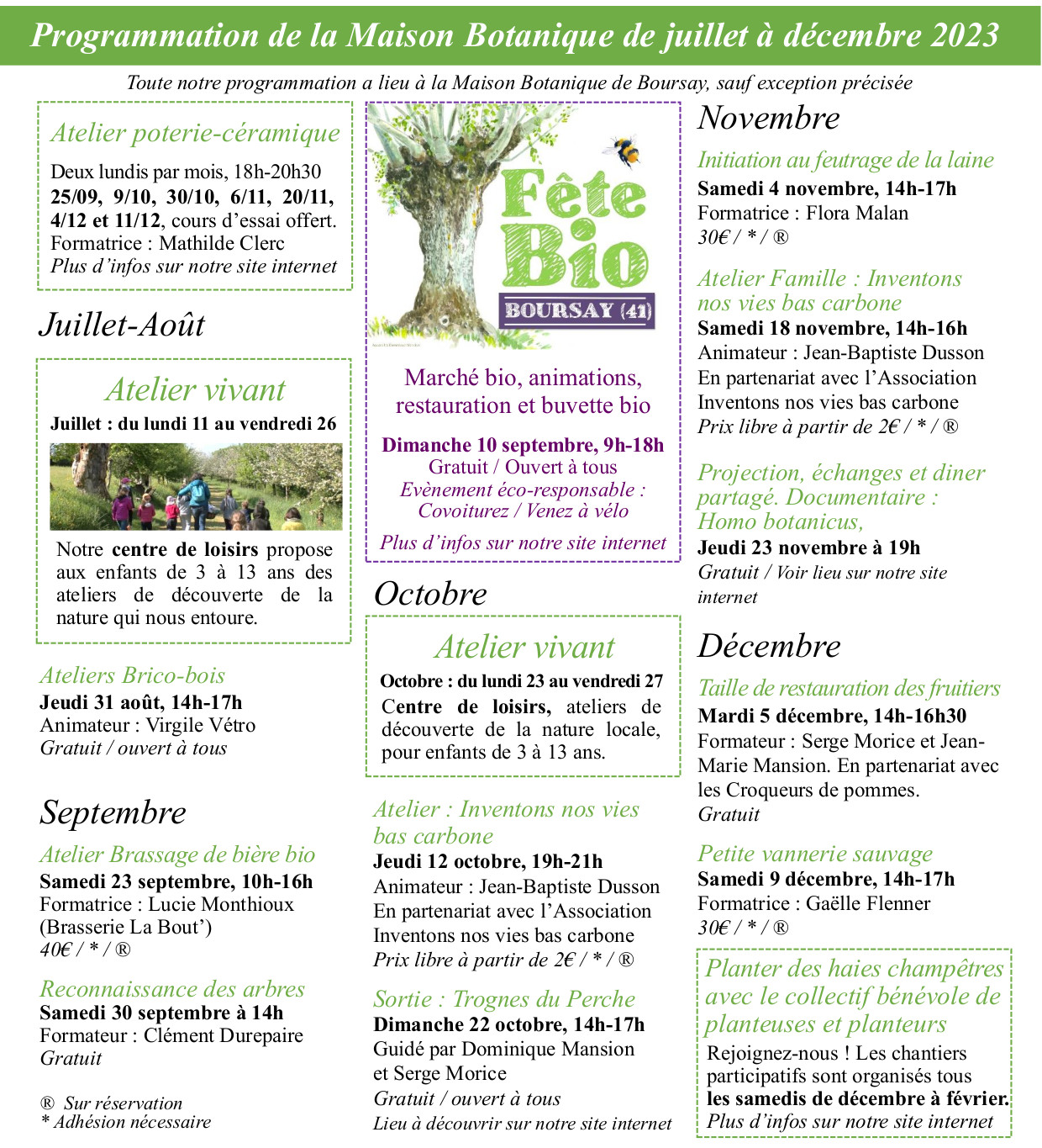 Le nouveau programme est sortit ! - La Maison Botanique - Atelier Vivant